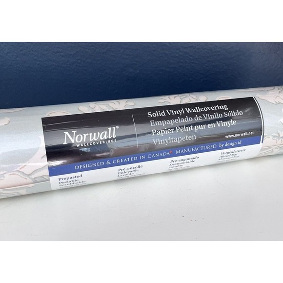 Norwall | Accents | Norwall Damask Wallpaper Blue Solid Vinyl New Roll ...